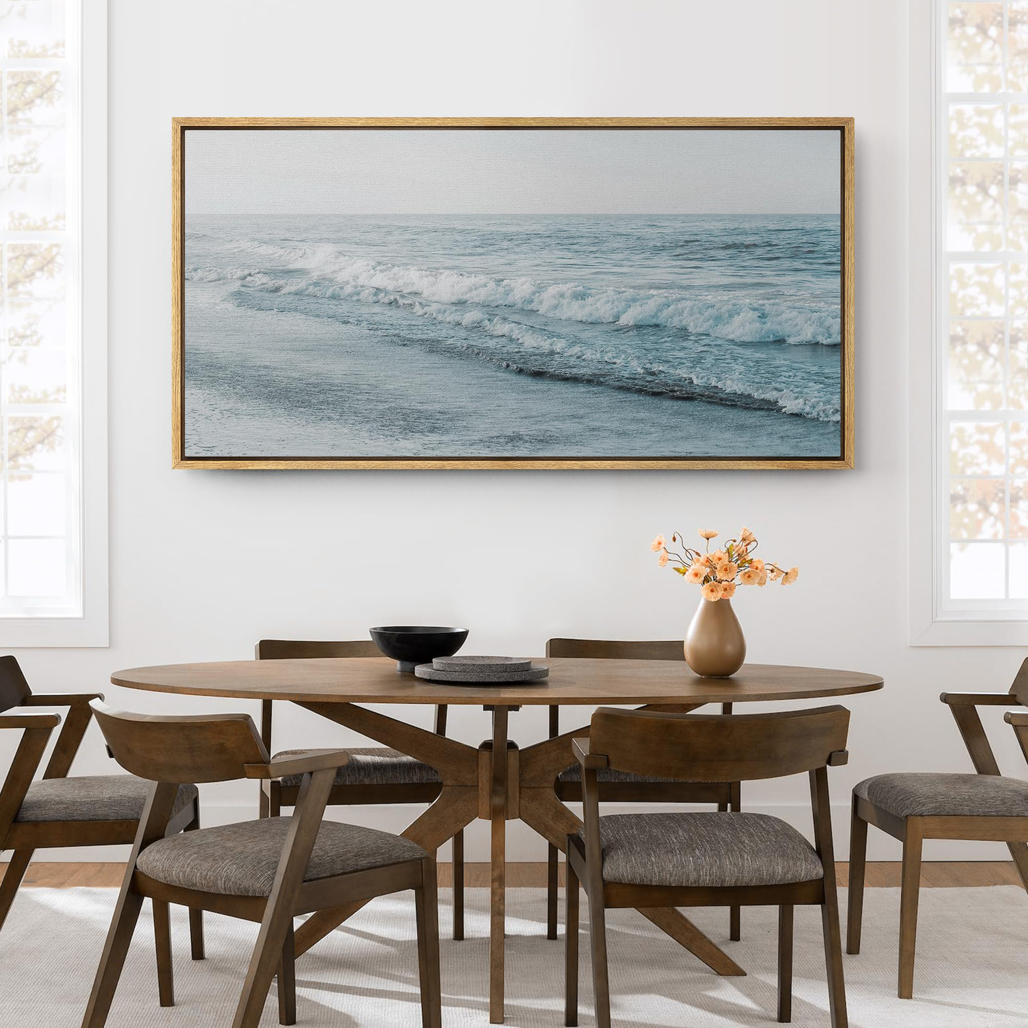 IDEA4WALL Coastal Beach "Ocean Waves Serene Seascape Modern Art Calm Relax Extra Large Framed ...